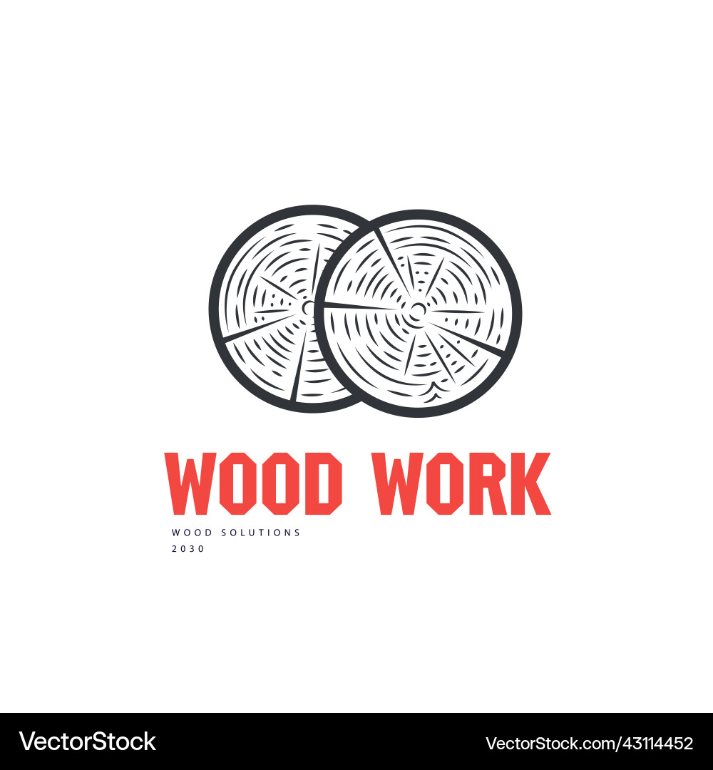 Woodwork tree cut emblem Royalty Free Vector Image