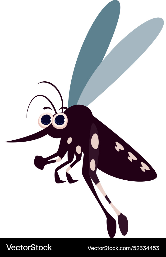 Aedes mosquito flying cartoon Royalty Free Vector Image