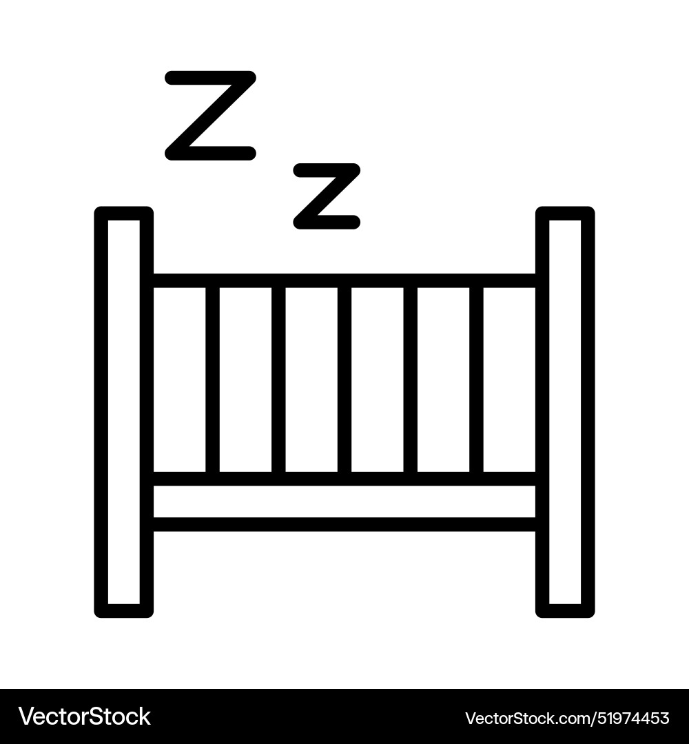 Baby cot icon in thin line style graphic design Vector Image