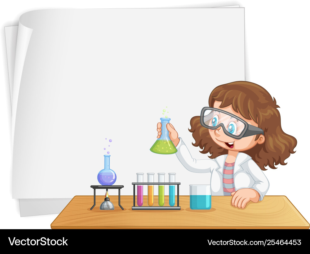Girl in laboratory note template Royalty Free Vector Image