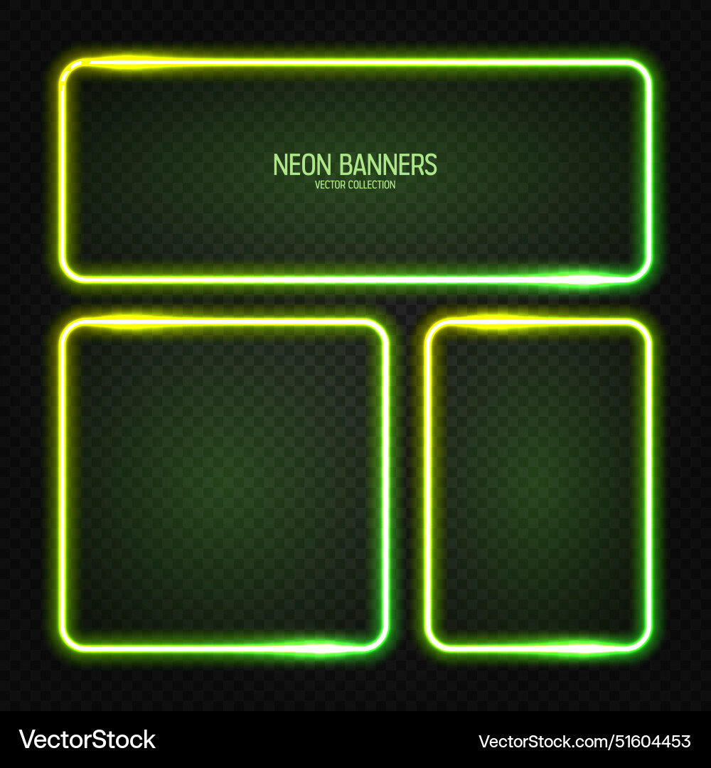 Glowing neon banners illuminated colorful square Vector Image