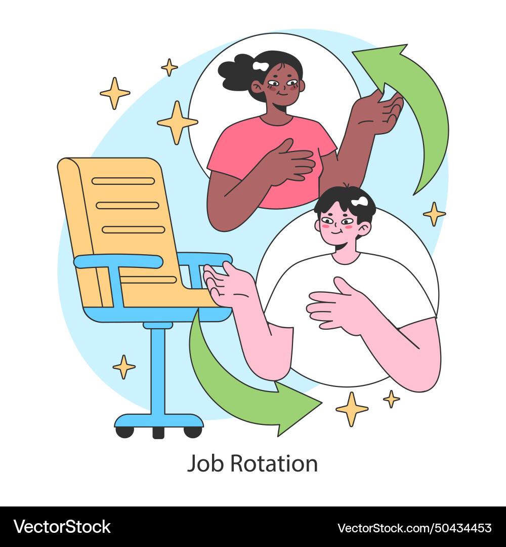 Job rotation exploring diverse roles Royalty Free Vector