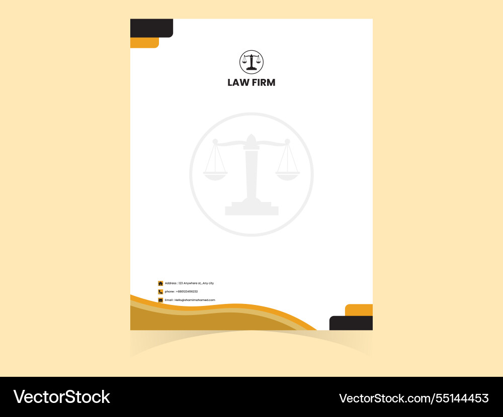 Law firm letterhead design Royalty Free Vector Image