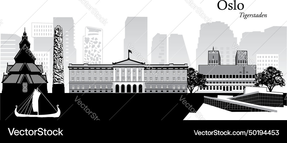 Oslo norway skyline Royalty Free Vector Image - VectorStock