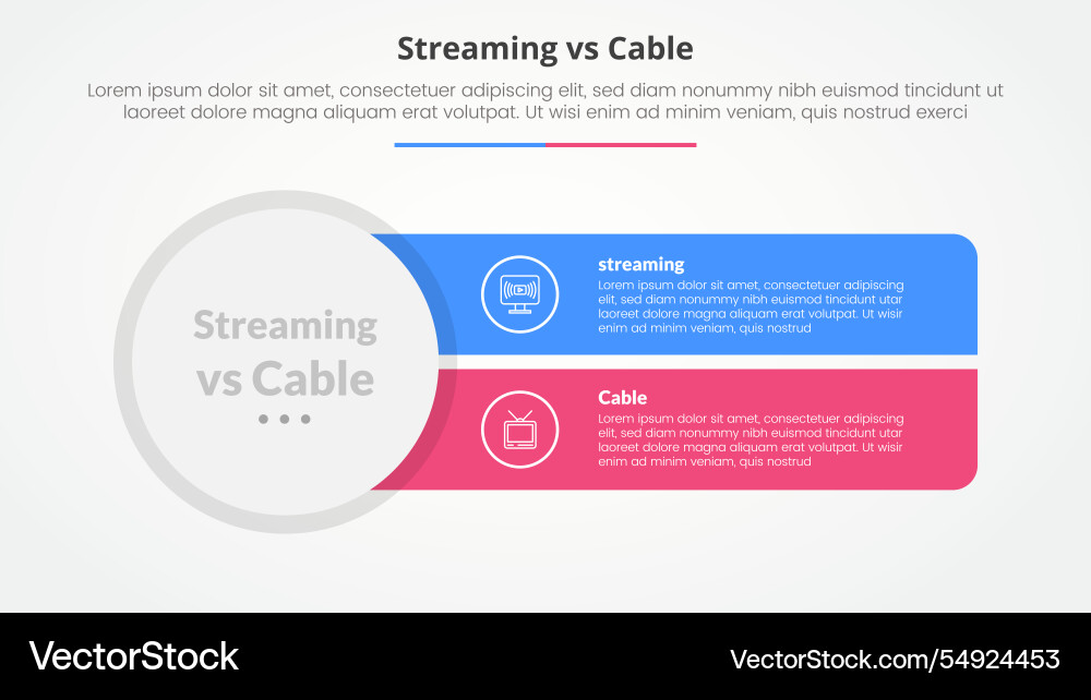 Streaming services vs cable comparison opposite Vector Image