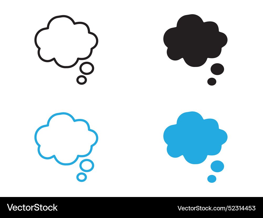 Thinking bubble icon black and white outline sign Vector Image