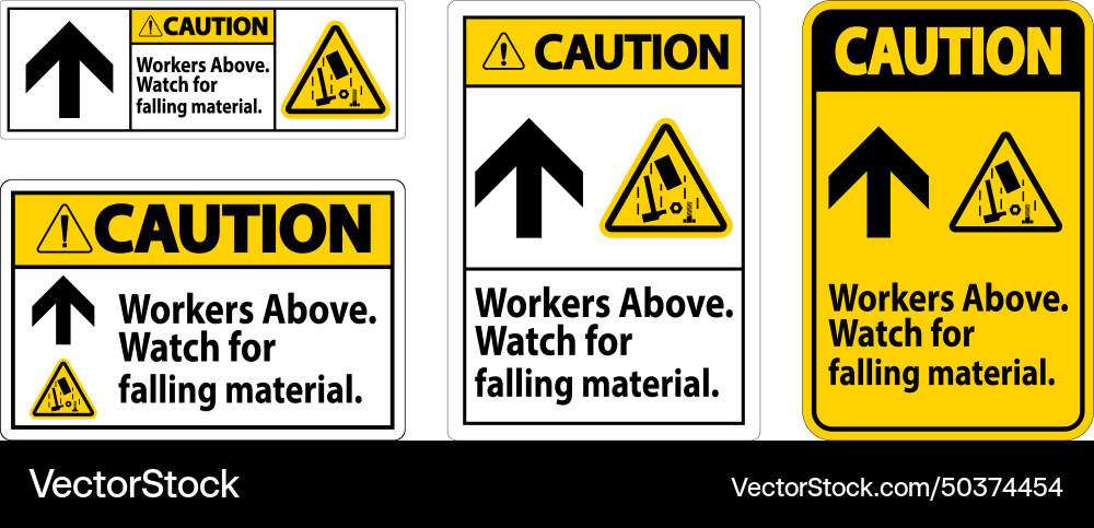 Caution sign workers above falling material Vector Image
