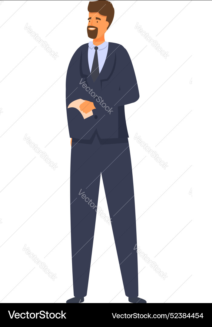 Confident businessman holding document standing Vector Image