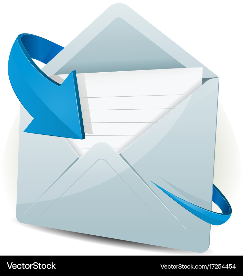 Email icon with blue arrow Royalty Free Vector Image