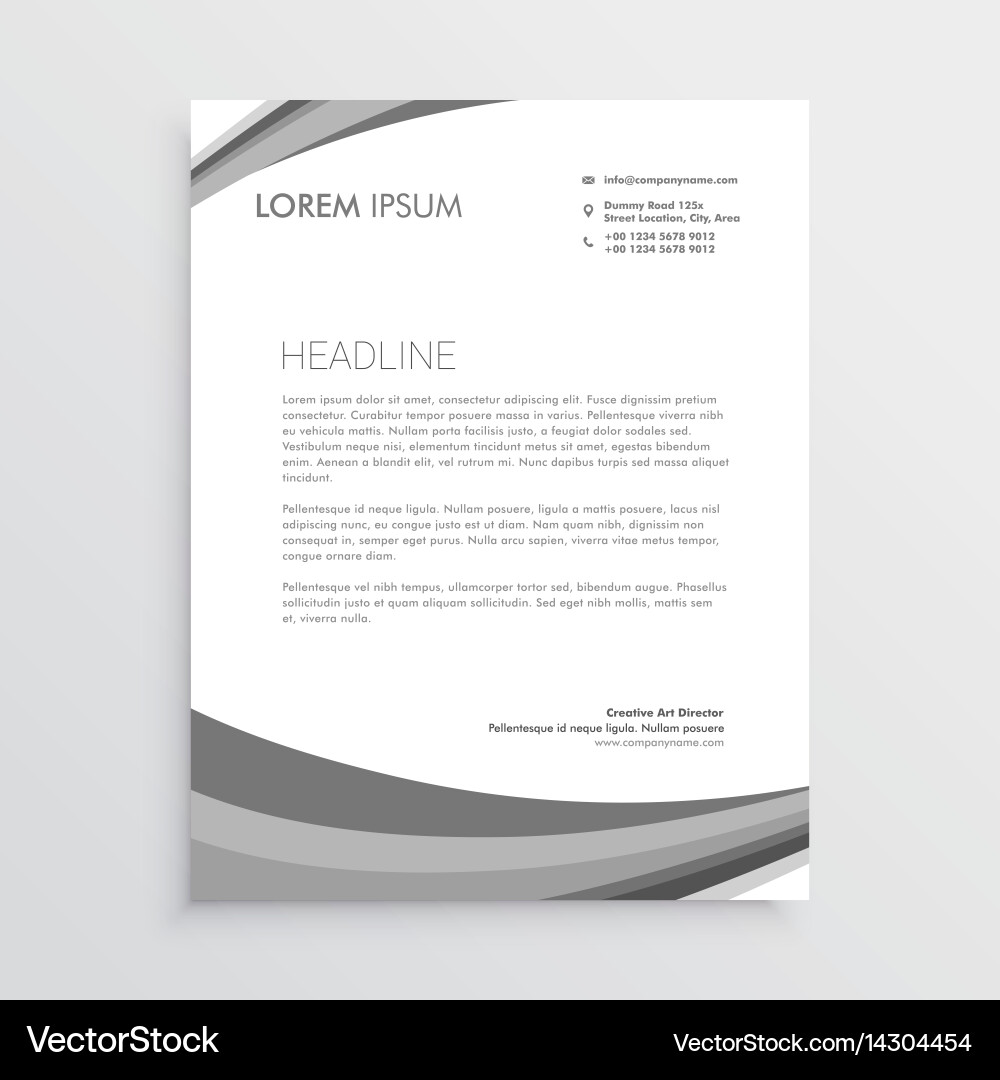 Grey wave letterhead design in modern style Vector Image
