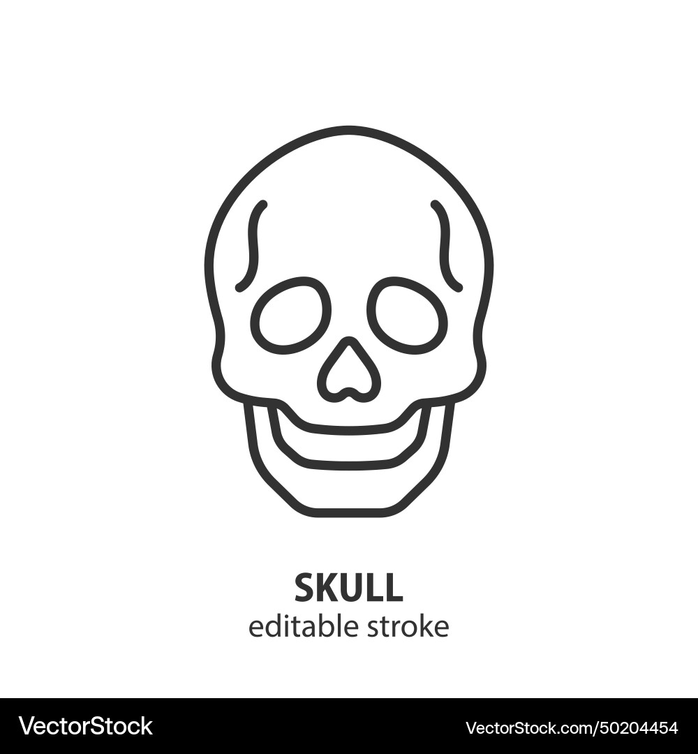 Human skull line icon editable stroke Royalty Free Vector