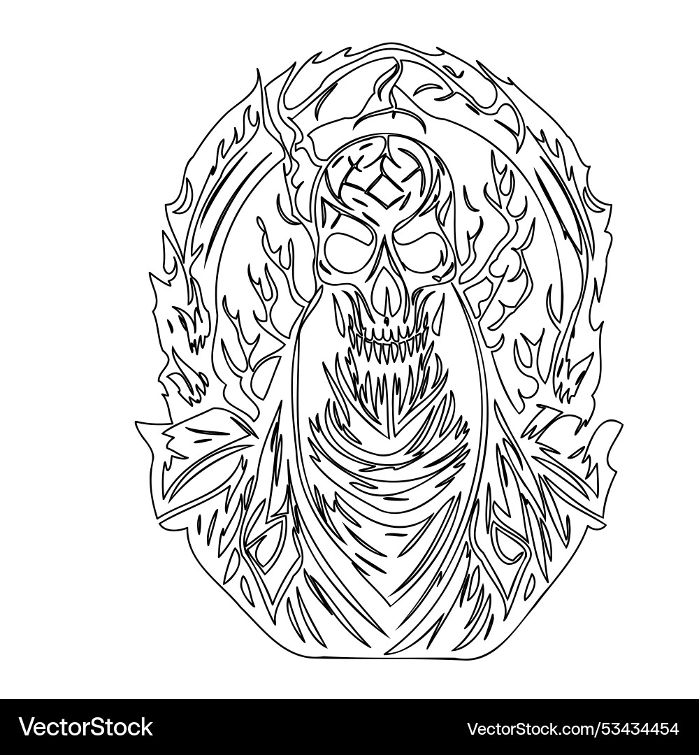 Lich monster outline sketch Royalty Free Vector Image
