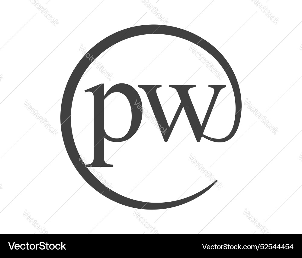 Pw logo from two letter with circle shape email Vector Image