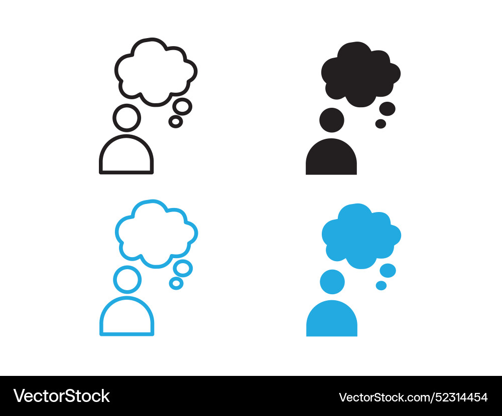Thinking icon black and white outline sign Vector Image