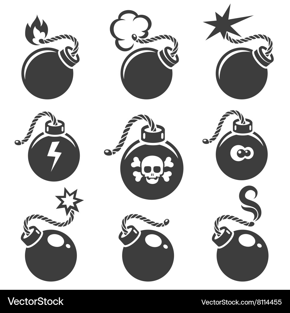 Bomb Symbol Set Royalty Free Vector Image - VectorStock