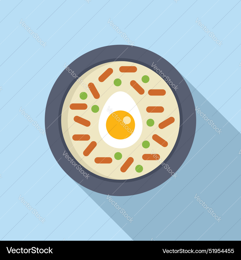 Delicious porridge with egg peas and bacon Vector Image