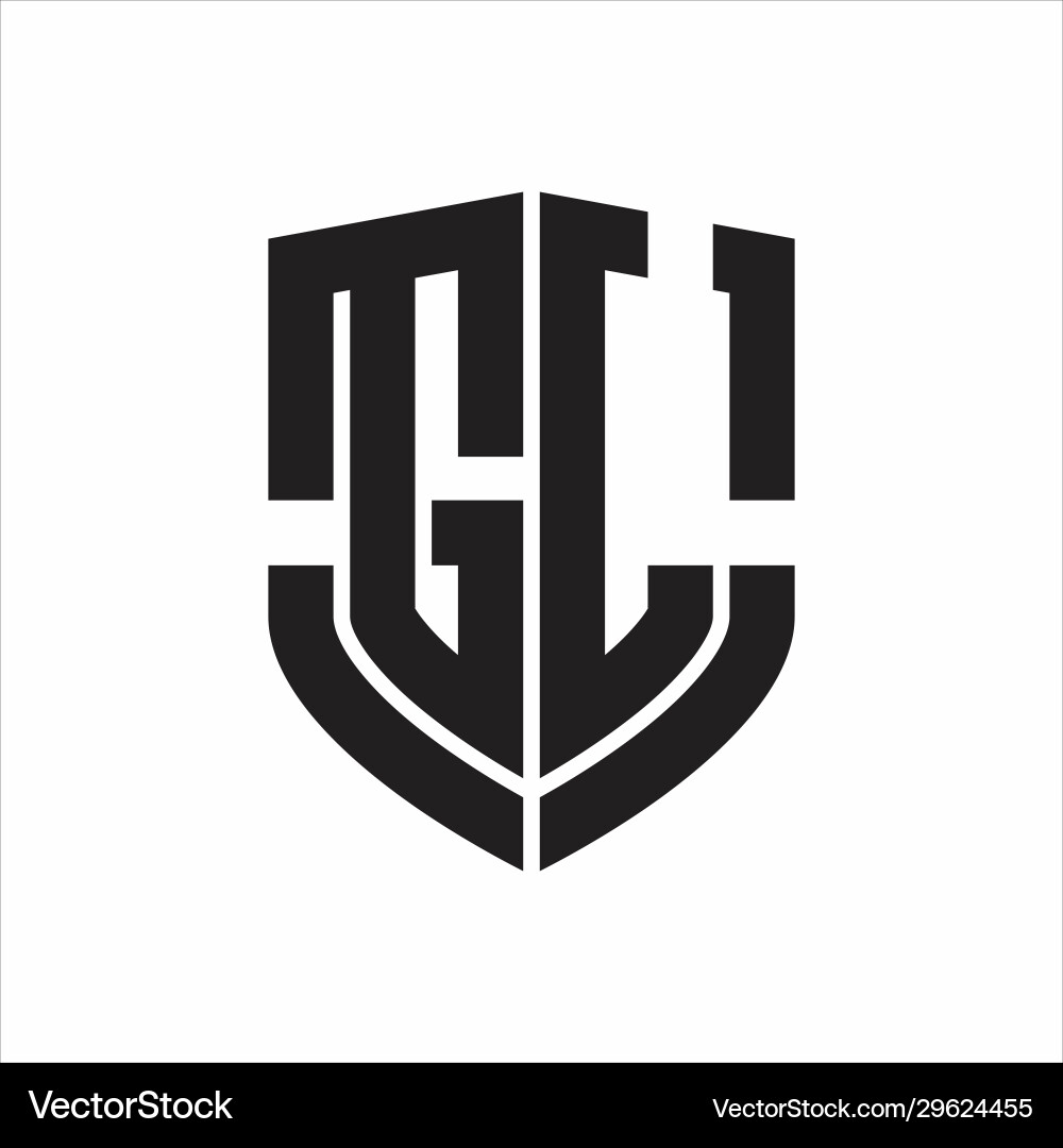 Gl logo monogram with emblem shield shape design Vector Image