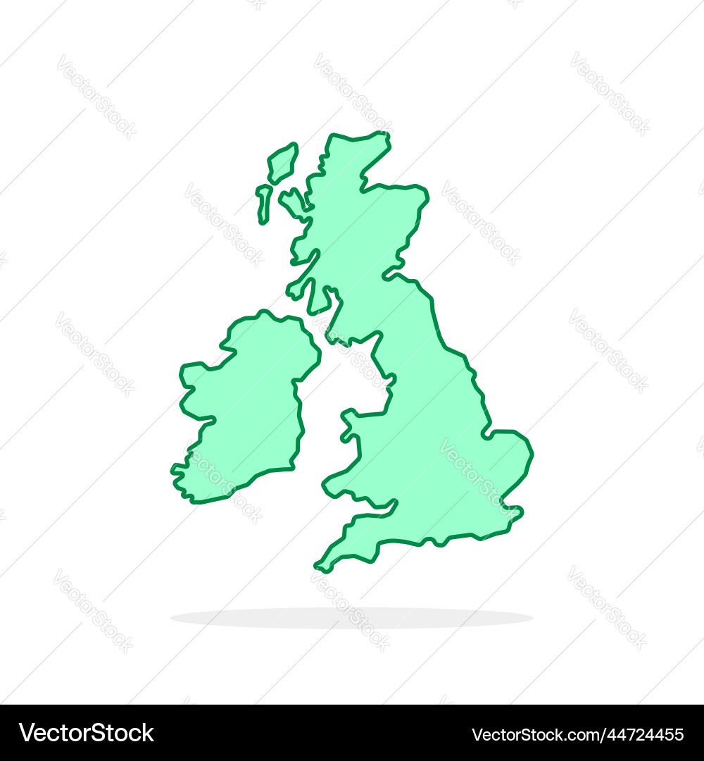 Green cartoon linear uk map simple icon Royalty Free Vector