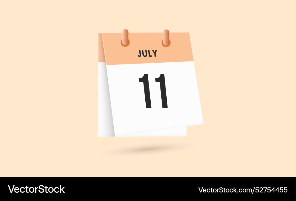July 11 - calendar and time planner daily Vector Image
