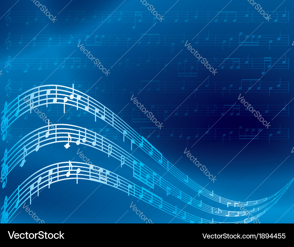 Music notes - blue abstract background Royalty Free Vector
