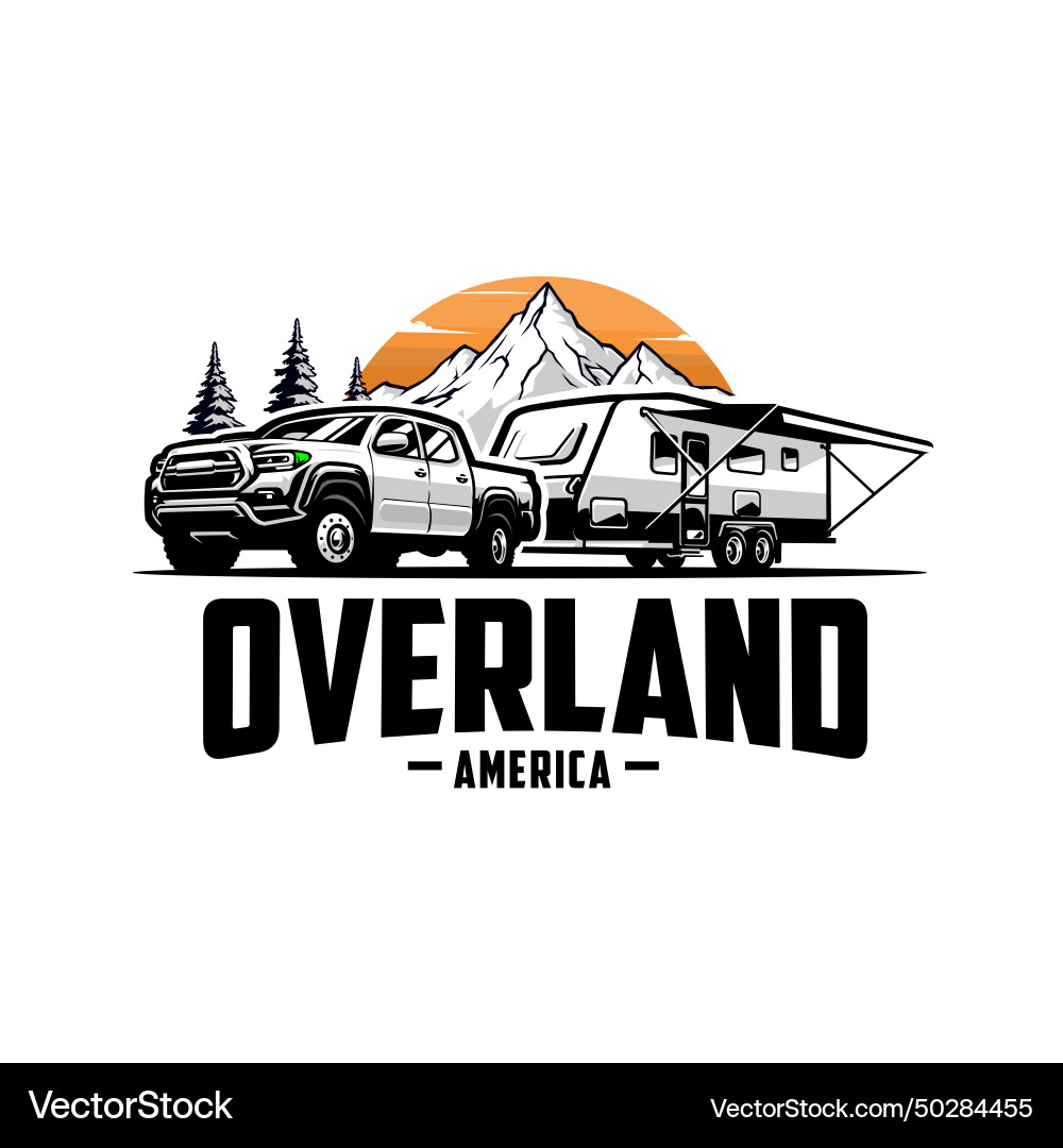 Overland adventure caravan motorhome Royalty Free Vector