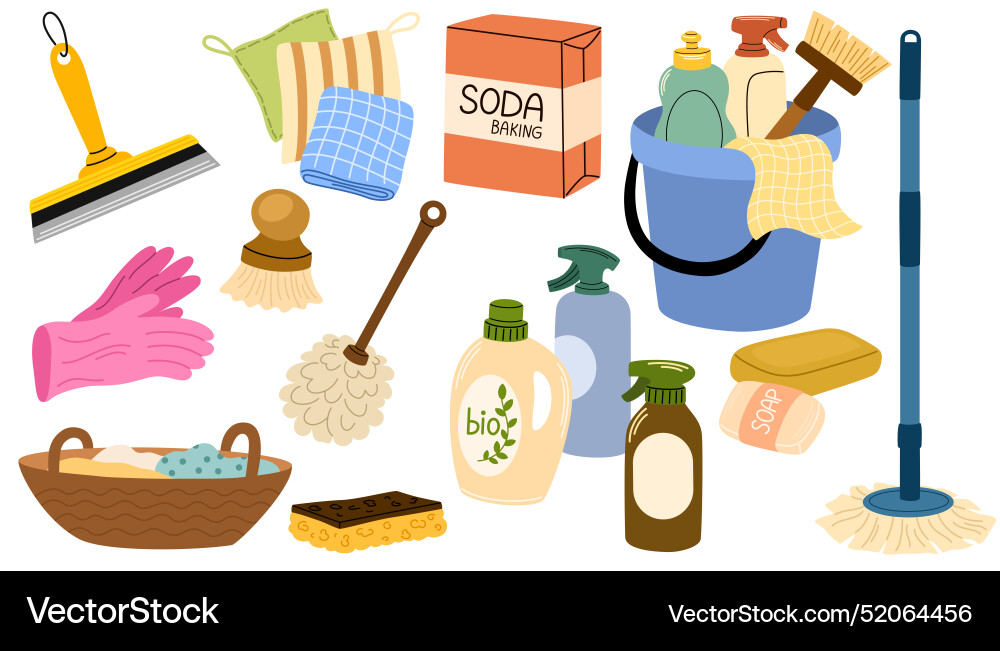 2176 cleaning set Royalty Free Vector Image - VectorStock
