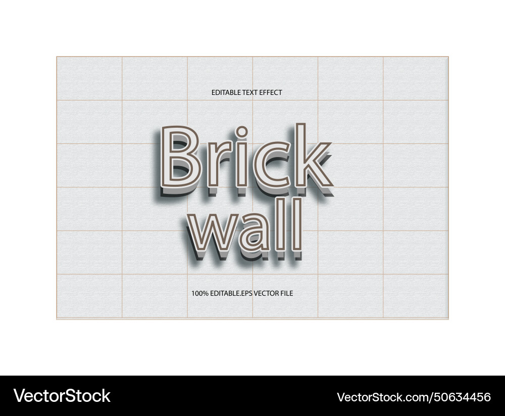 Brick wall editable text effect 3d emboss Vector Image