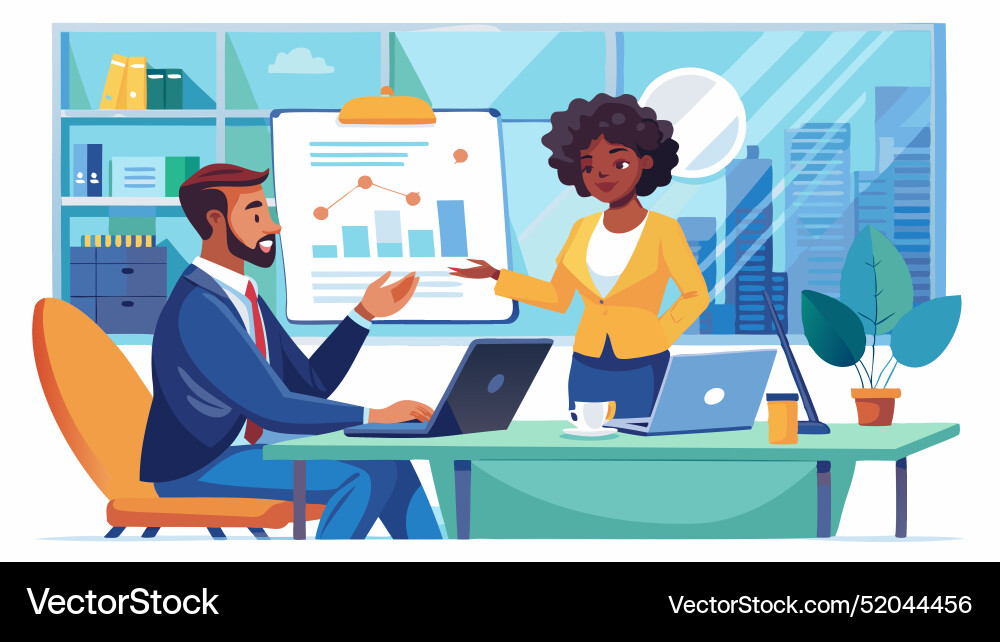 Business collaboration in modern office Royalty Free Vector