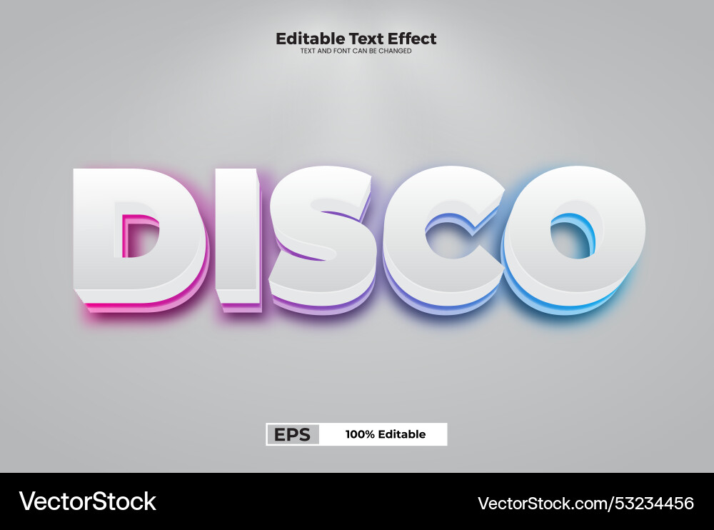 Disco editable text effect in modern trend style Vector Image