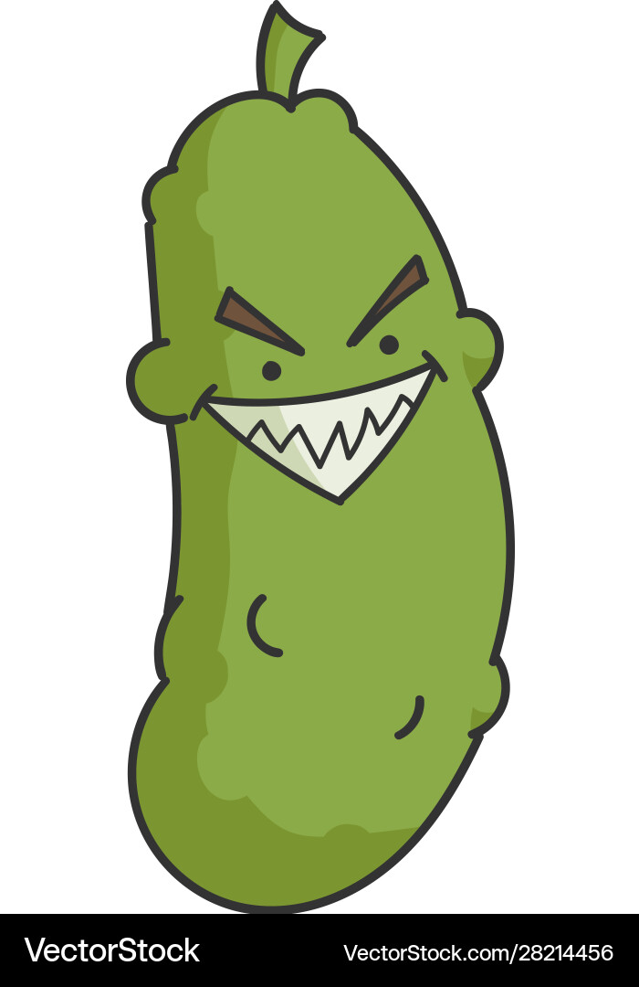 Evil grin dill pickle cartoon Royalty Free Vector Image
