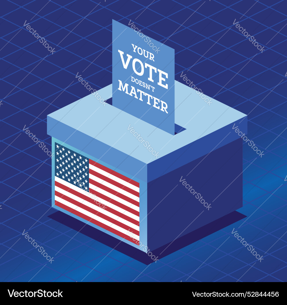Isometric voter ballot inserted in box Royalty Free Vector