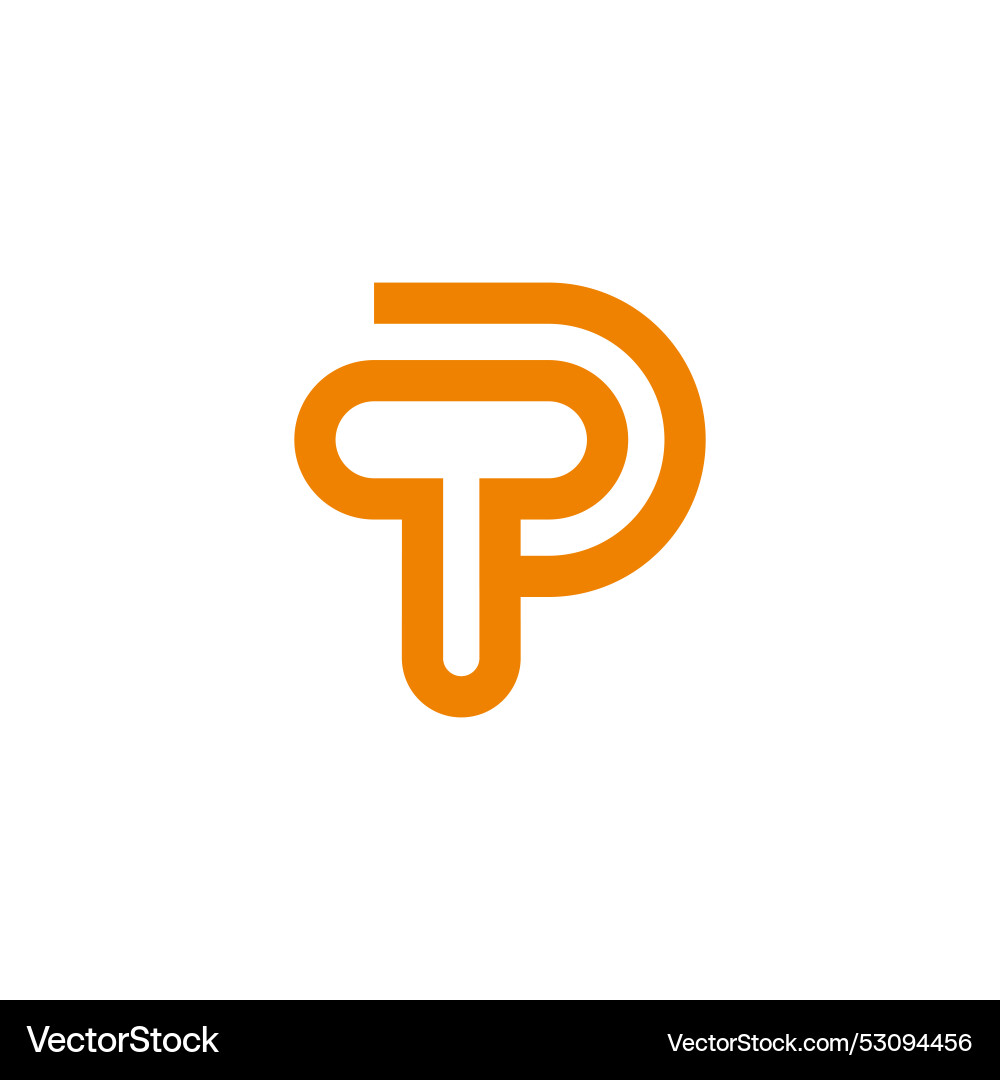 Letter tp loop curves simple fun logo Royalty Free Vector