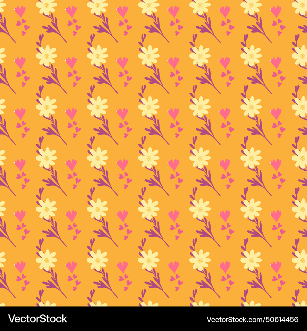 Valentine flowers pattern with heart in background