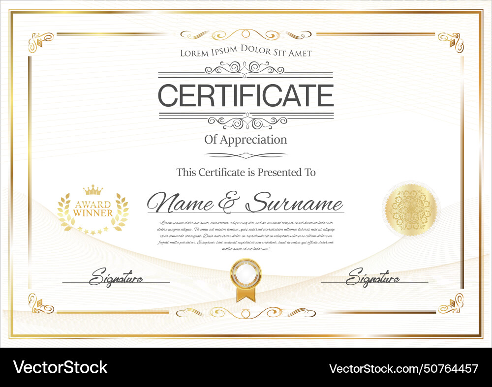 Certificate with golden seal 82 Royalty Free Vector Image