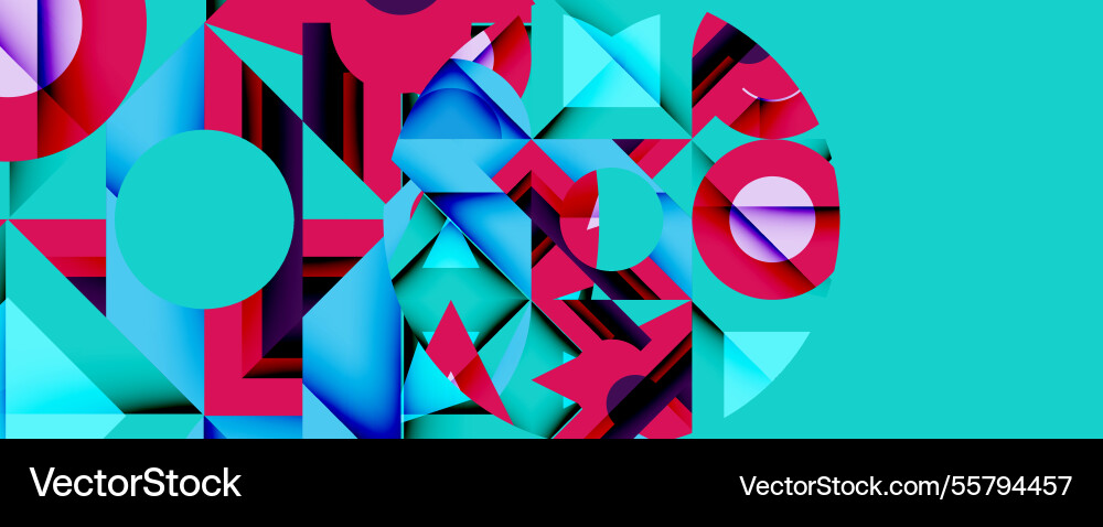 Circles semi circles squares and round triangles Vector Image