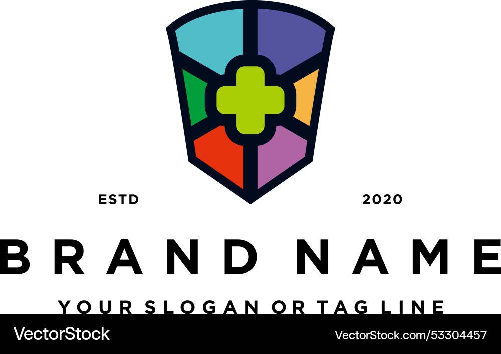 Creative cross shield medical cross colorful logo Vector Image