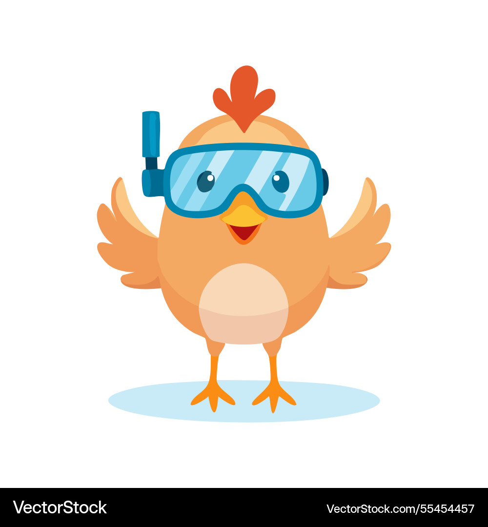 Cute chicken with goggles Royalty Free Vector Image