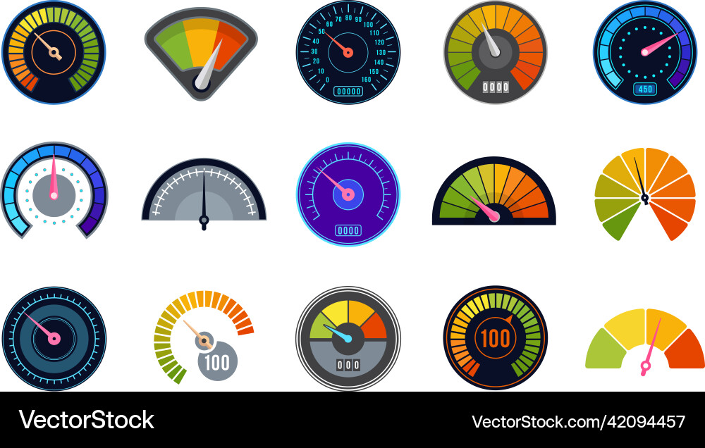 Geschwindigkeitsmesser-Set-Score-Messanzeige Vektorbild