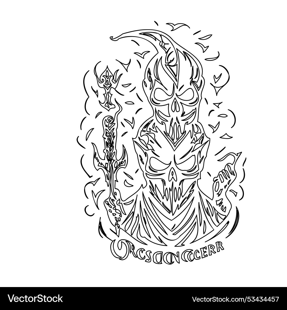 Lich monster outline sketch Royalty Free Vector Image