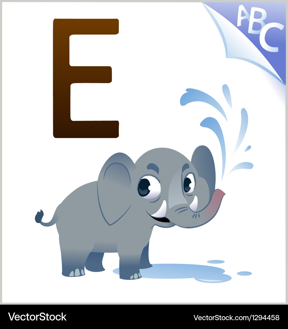 Animal alphabet for the kids e elephant Royalty Free Vector