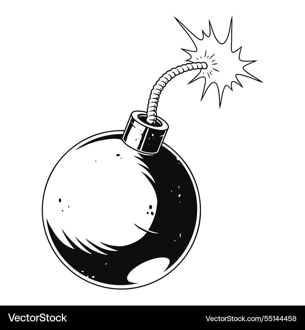 Cartoon bomb with a lit fuse Royalty Free Vector Image