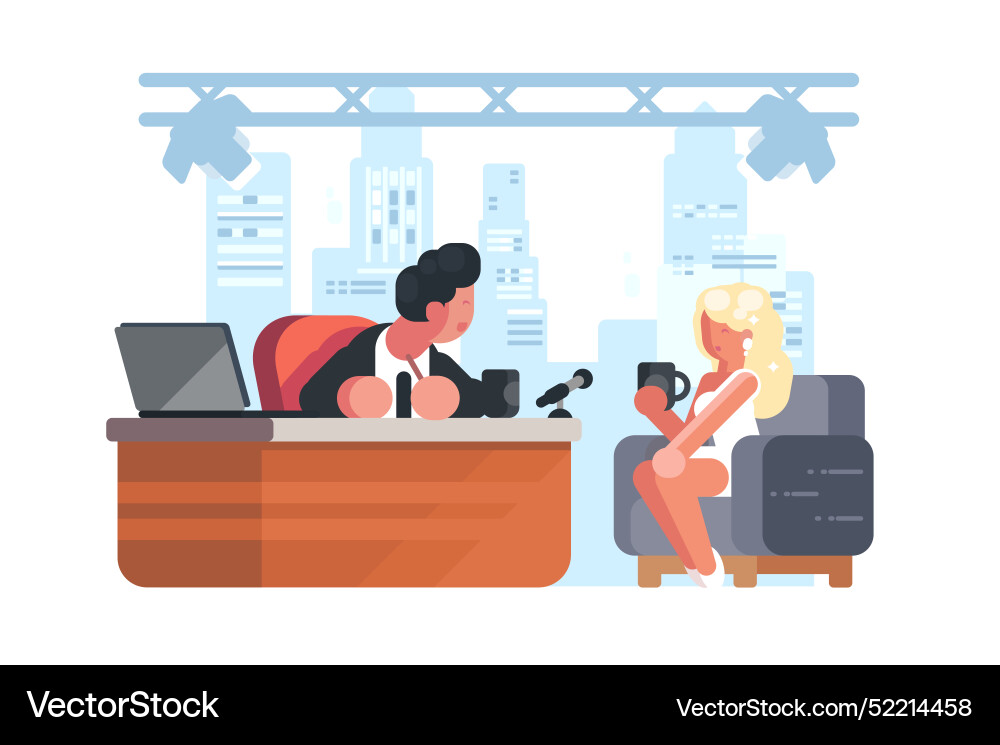 Evening tv show interview Royalty Free Vector Image