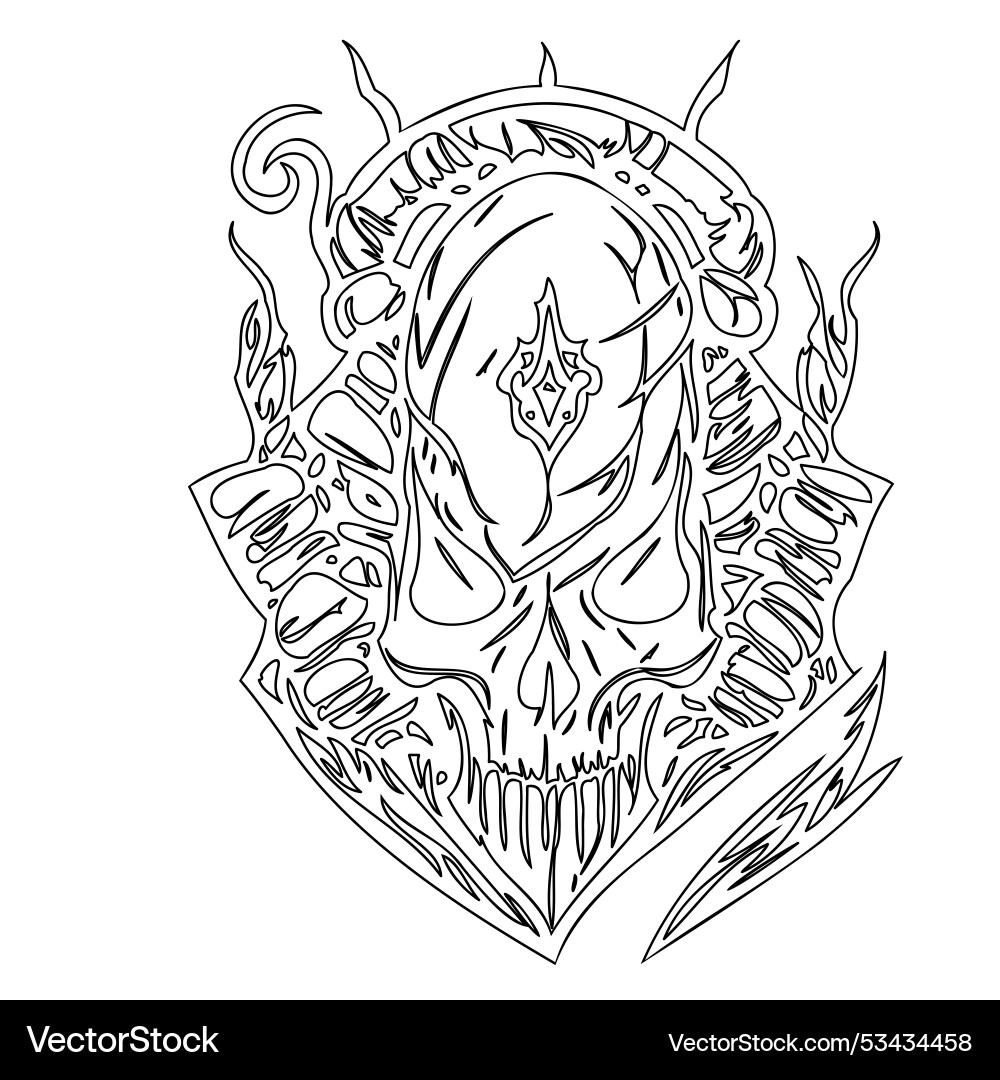 Lich monster outline sketch Royalty Free Vector Image