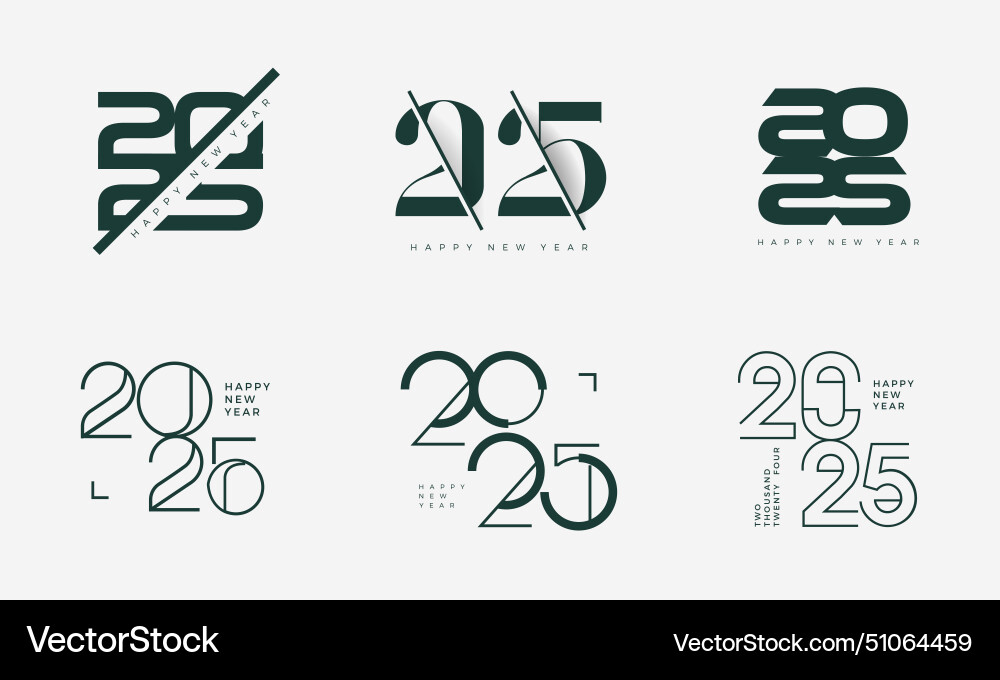A set of 2025 numbers for happy new year 2024 Vector Image