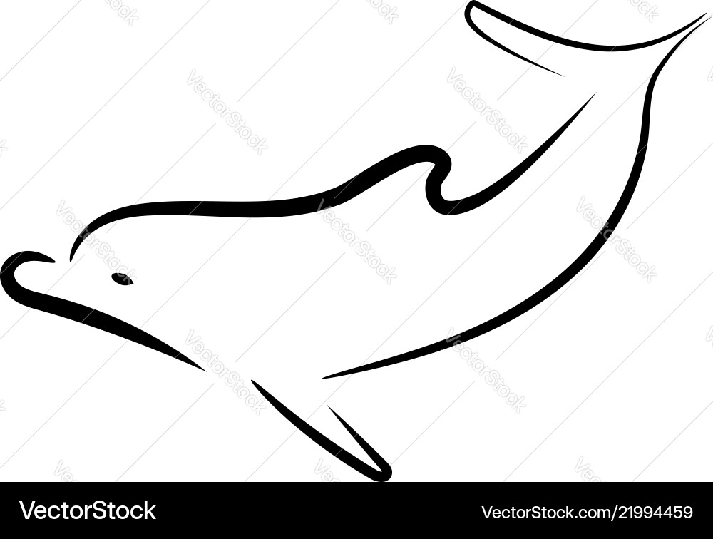 Dolphin line art design Royalty Free Vector Image