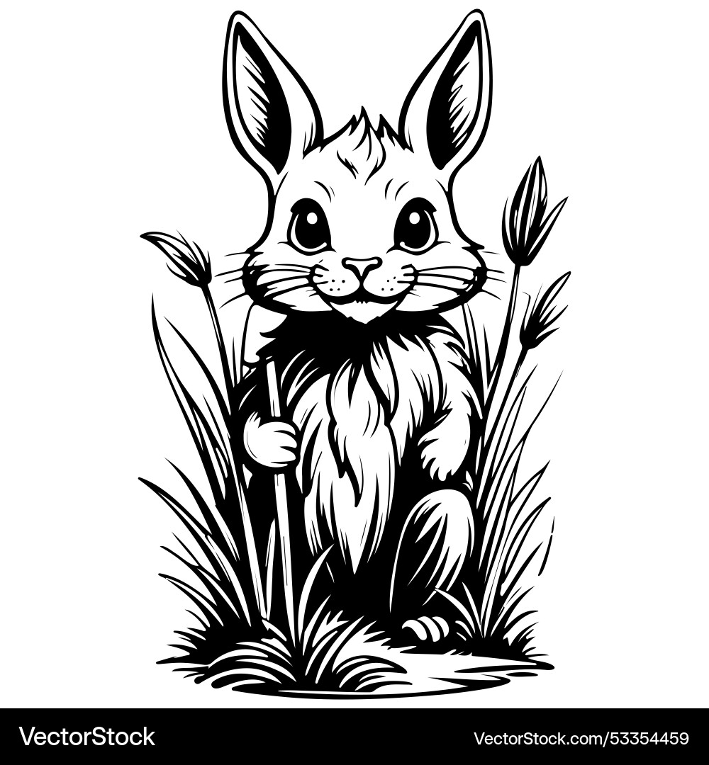 Engrave cartoon grass isolated hand drawn line Vector Image