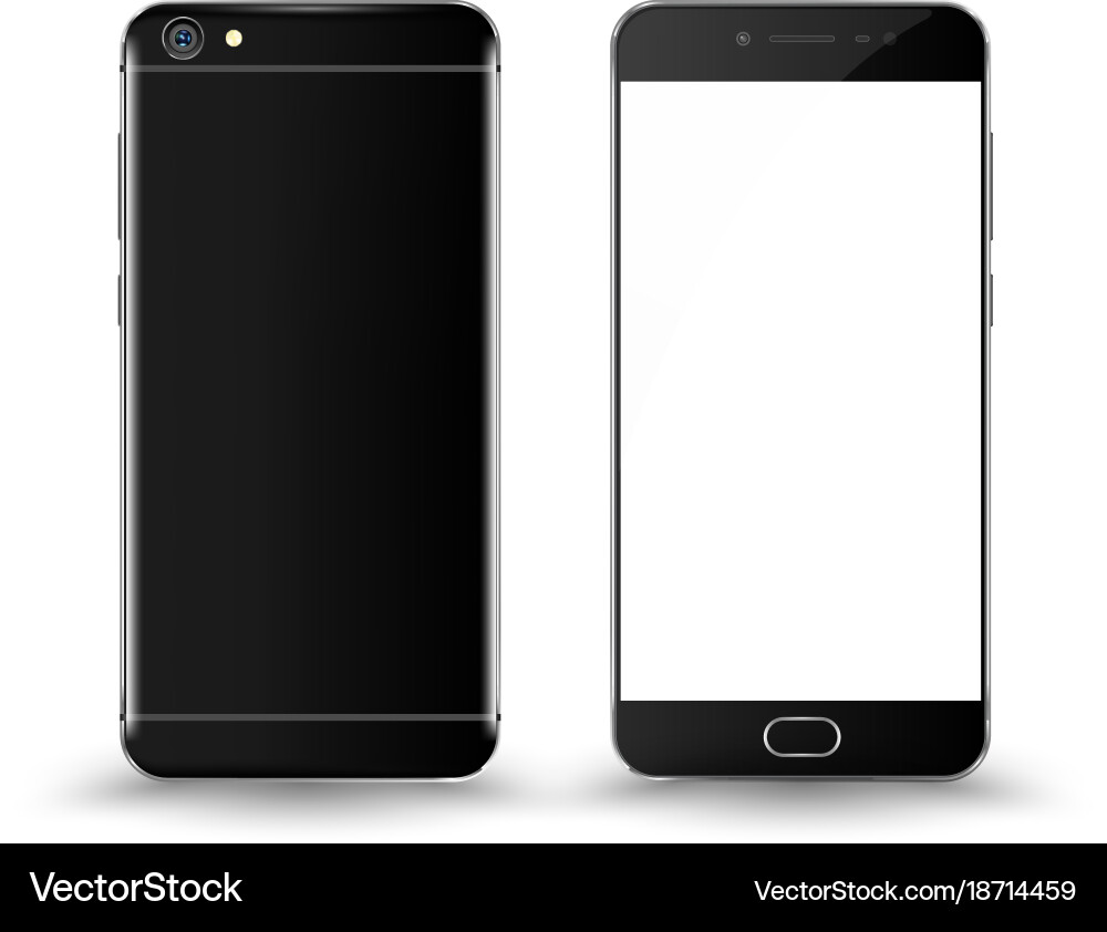 Front and back smartphone mockup Royalty Free Vector Image