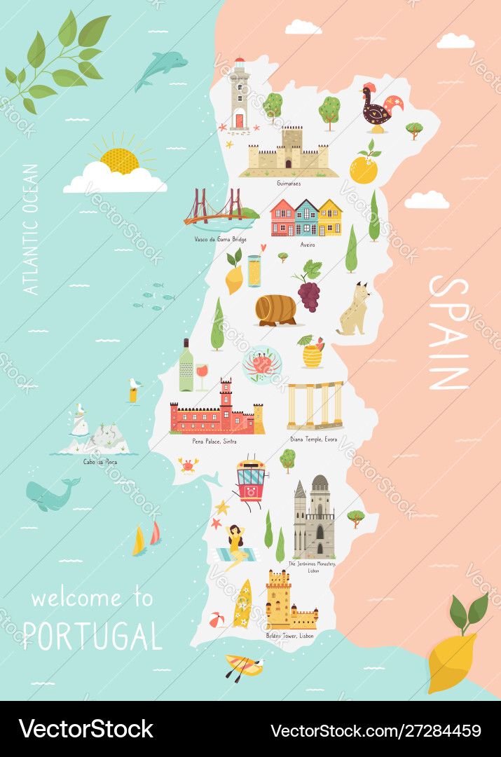 Cartoon Map Portugal Vector Images (86)