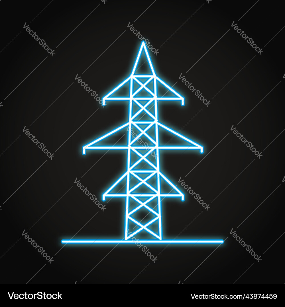 Neon electric power transmission tower Royalty Free Vector