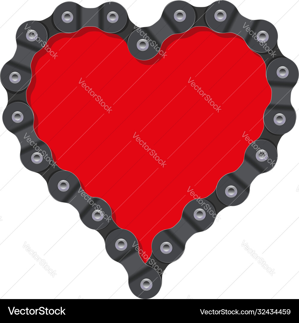 Red Heart Chain Heart Symbol Royalty Free Vector Image